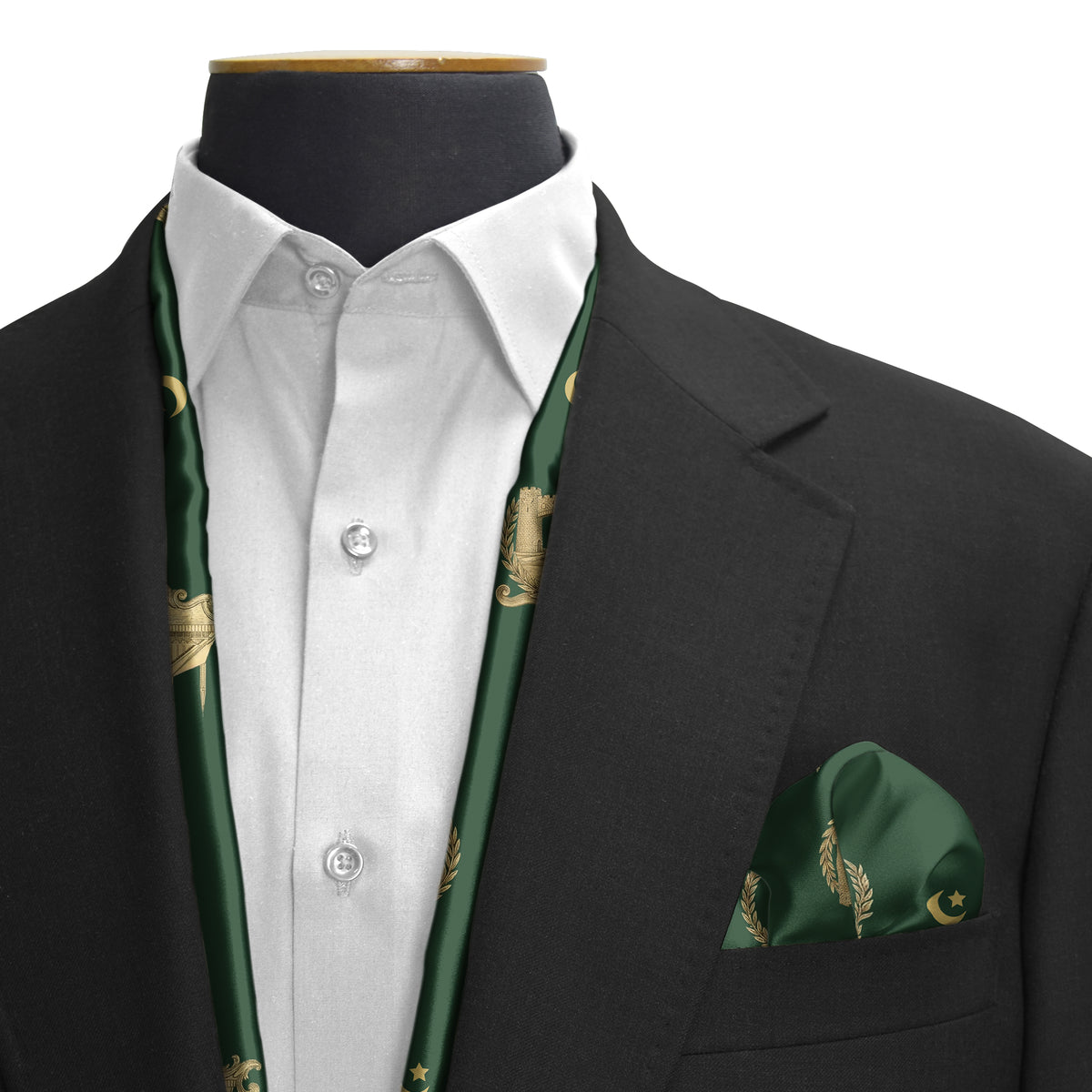 روحِ پاکستان – Dual-Sided Scarf & Pocket Squares Set